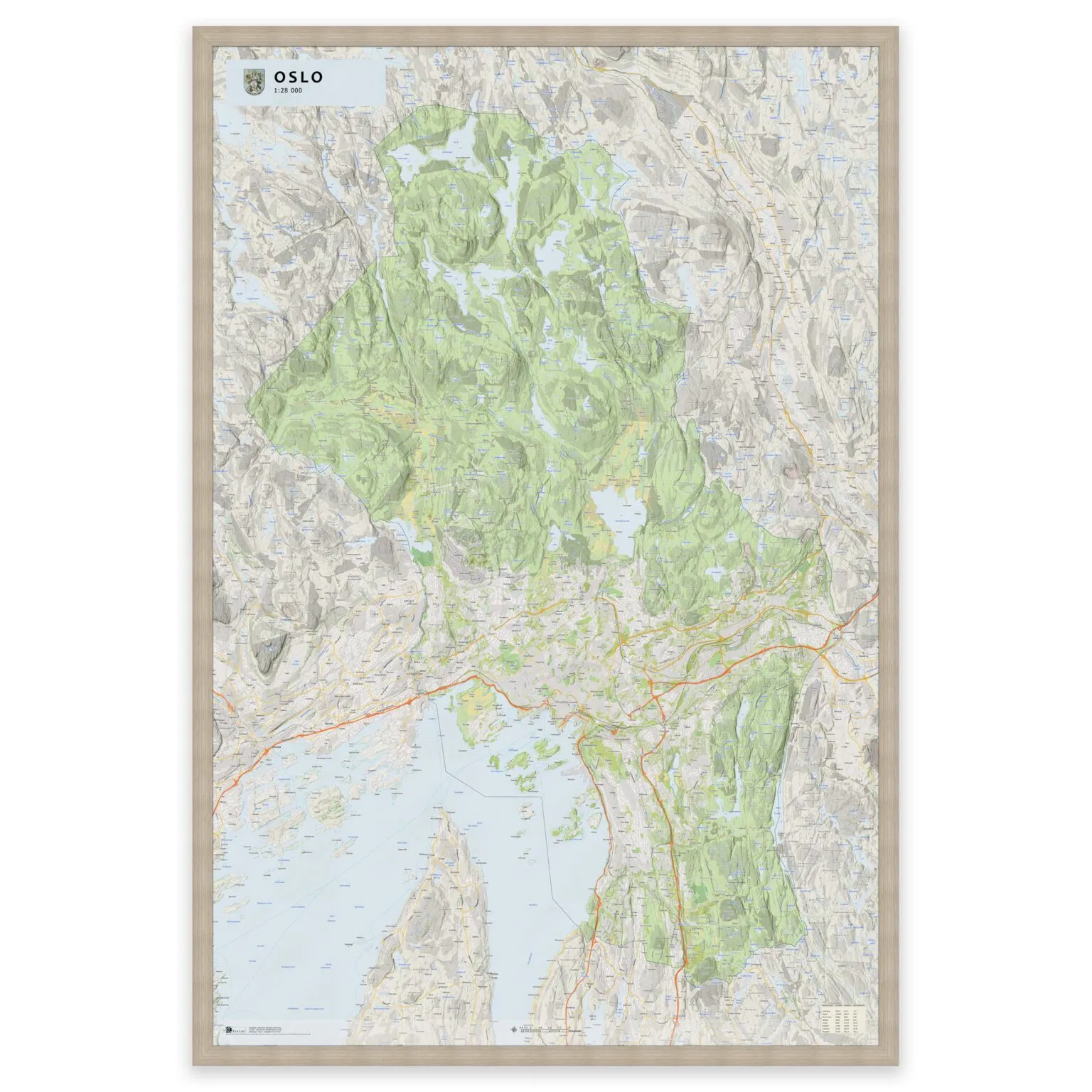 Kart over Oslo med kommuner | Plakat, plate eller innrammet