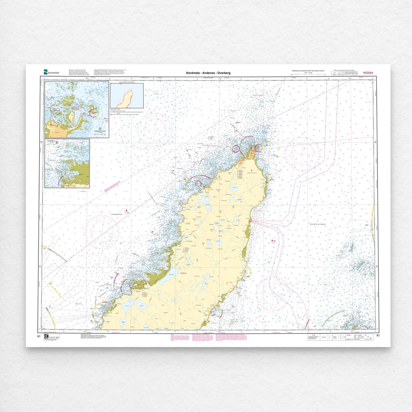 Kartverket - hovedkart 81: Nordmela – Andenes – Dverberg - Kart