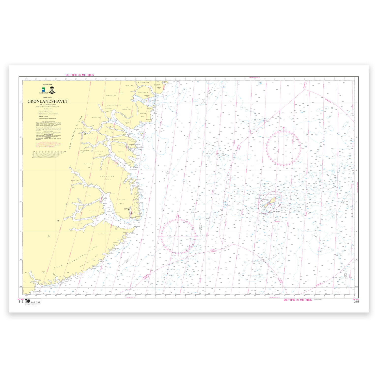 Kartverket Nautical Chart 315 - INT 930 / Greenland Sea - Kart.no