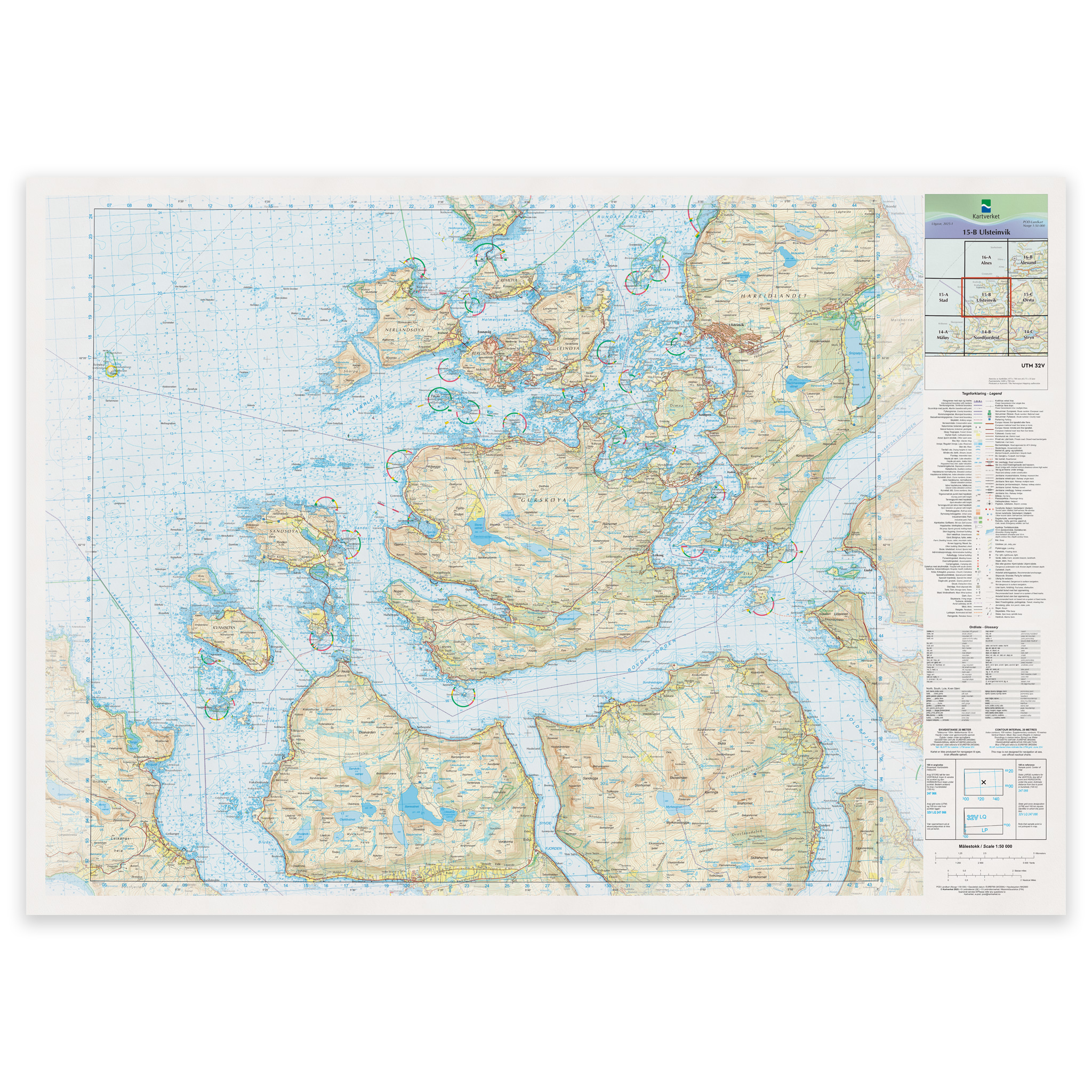 Kartverket - landkart (N50): 15-B Ulsteinvik - Kart