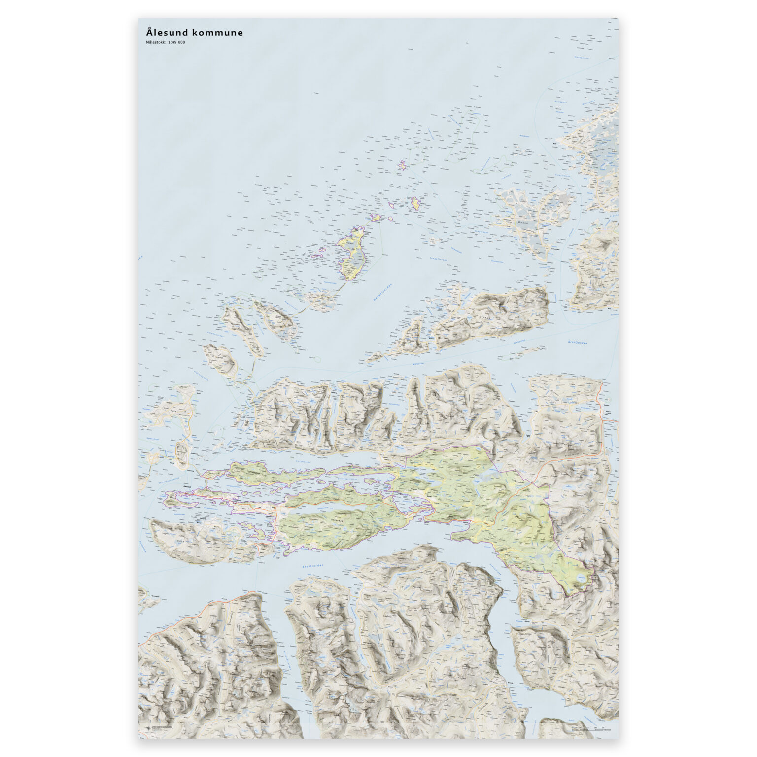 Kart over Ålesund kommune | Veggkart, plakat eller innrammet