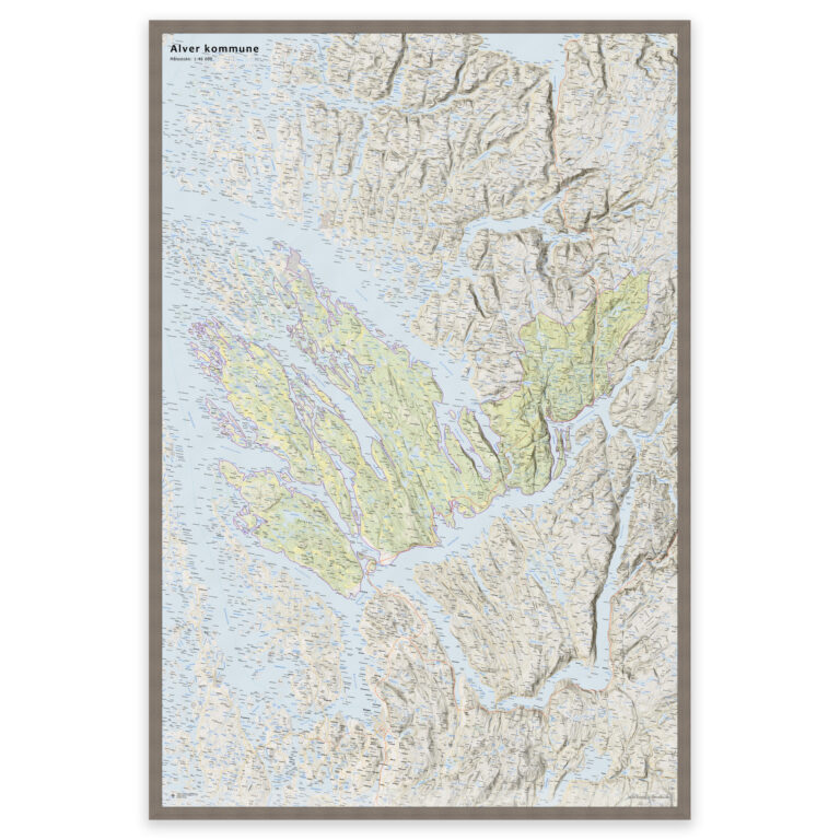 Kart over Alver kommune | Veggkart, plakat eller innrammet