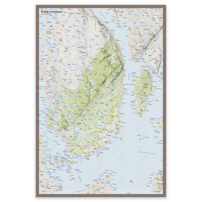 Kart over Stord kommune | Veggkart, plakat eller innrammet