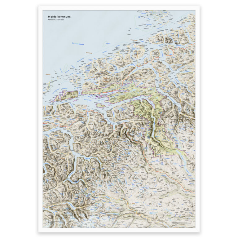 Kart over Molde kommune | Plakat, plate eller innrammet