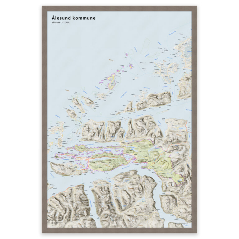 Kart over Ålesund kommune | Veggkart, plakat eller innrammet