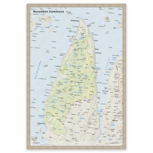 Kart over Nesodden kommune | Veggkart, plakat eller innrammet