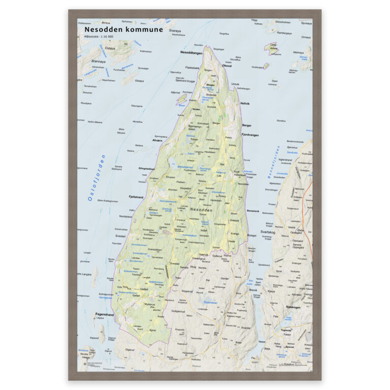 Kart over Nesodden kommune | Veggkart, plakat eller innrammet